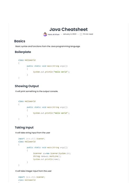 Java Cheatsheet Codewithharry Pdf Integer Computer Science