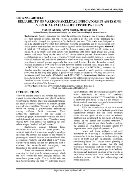 Pdf Reliability Of Various Skeletal Indicators In Assessing Vertical Facial Soft Tissue Pattern