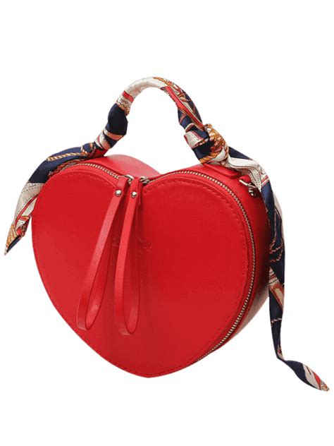 Red Heart Shaped Pu Leather Handbag