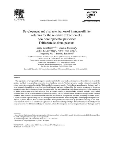 Pdf Development And Characterization Of An Immunoaffinity Monolith