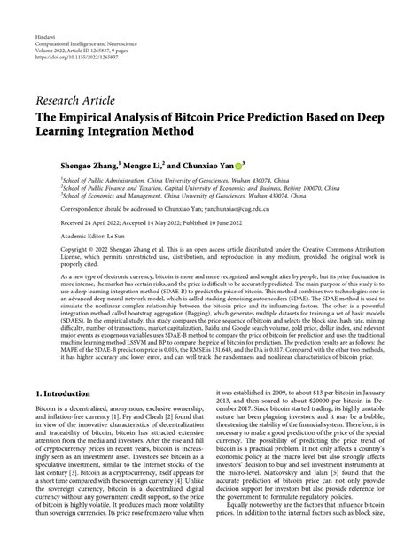Pdf The Empirical Analysis Of Bitcoin Price Prediction Based On Deep
