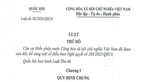 Đã Có Luật Thủ đô 2026 Luật Số 02 2026 Qh16