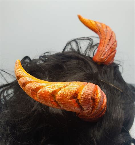 Fiery Red Hydra Costume Horns Etsy Fiery Red Horns Dragon Horns