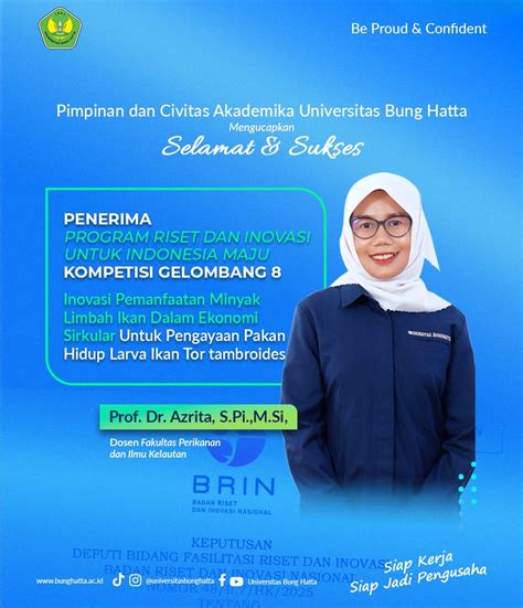 Dosen Fpik Ubh Prof Dr Azrita S Pi M Si Raih Program Riset Dan Inovasi Untuk Indonesia Maju