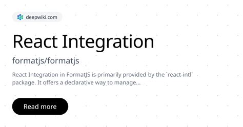 React Integration Formatjsformatjs Deepwiki