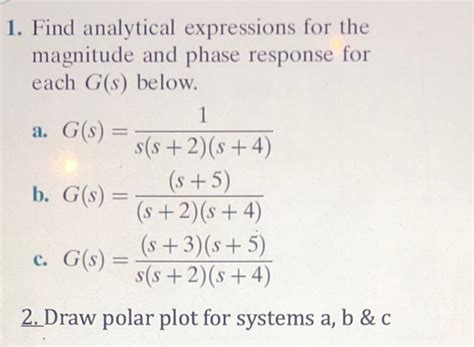 solved 1 find analytical expressions for the magnitude and