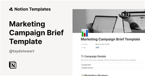 Marketing Campaign Brief Template Template By Taylor Stewart Notion