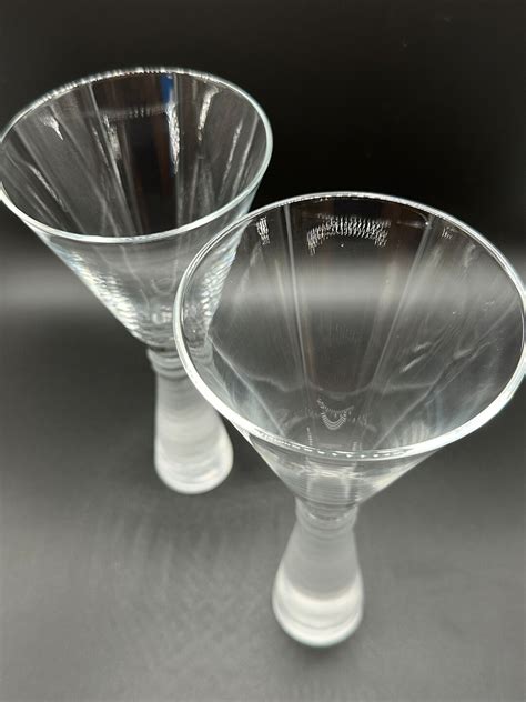 Frosted Stem Martini Glasses 12 Oz Pair Cocktail Glass Elegant