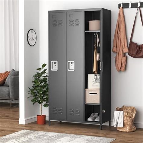 Metal Locker Cabinet With 3 Doors Combination Storage Locker Cabinet With Lock Employee