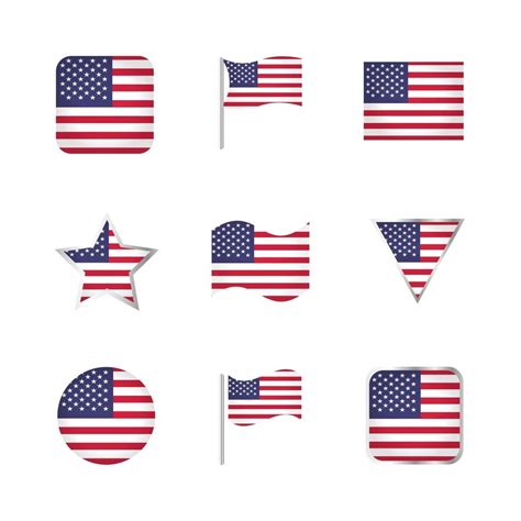 Usa Flag Icons Set 2964154 Vector Art At Vecteezy