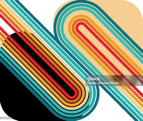 Retro Rainbow Abstract Background Vintage 70s Rain Bow Arch Vector