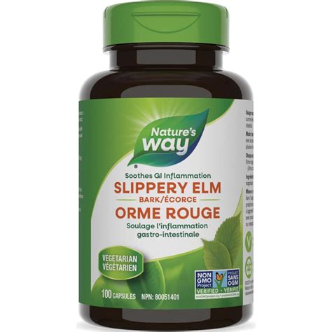 Natures Way Slippery Elm Bark 100 Vegetable Capsules