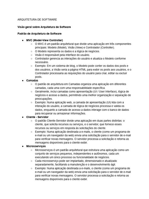 Arquitetura De Software Pdf Model View Controller Mvc Modelo Cliente Servidor