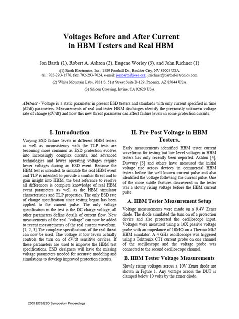 2005 Eos Esd Voltages Before And After Pdf Electrostatic Discharge Capacitor