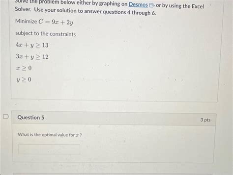 solved desmos g or by using the excel solver use your