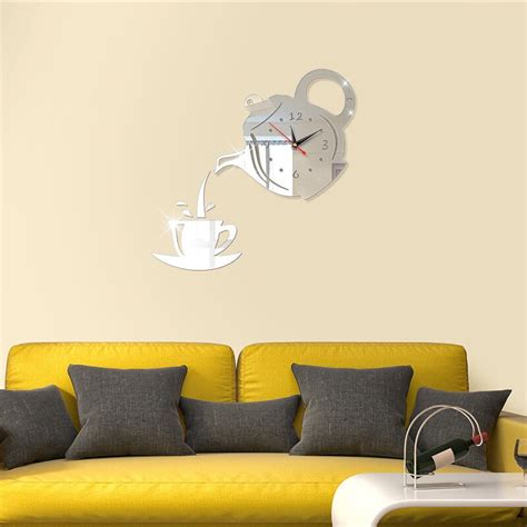 Teapot 3d Wall Clock Decorative Kitchen Wall Clock Grandado