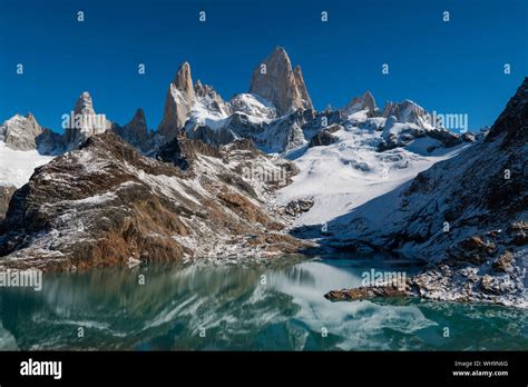 Mount Fitz Roy Reflected In Lago De Los Tres Laguna De Los Tres El