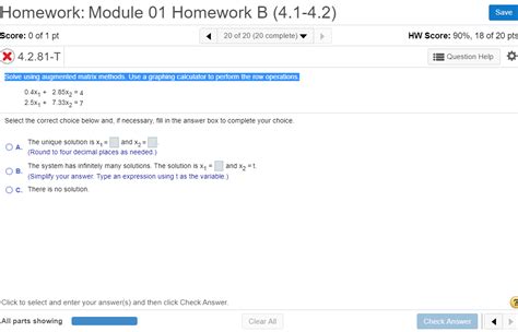 Solved Solve Using Augmented Matrix Methods Use A Graphing