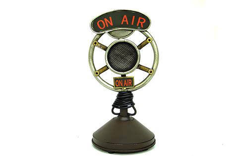 Handcrafted Vintage Style Decorative Metal Microphone Unique Object