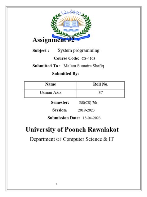 Roll No 37 Assignment Pdf Assembly Language Software