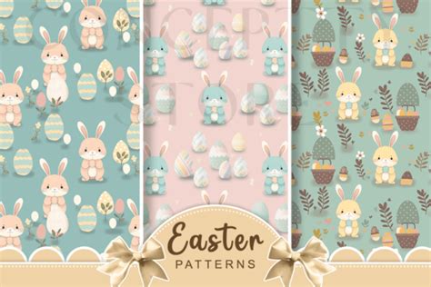 Happy Easter Seamless Patterns Bundle Bundle · Creative Fabrica