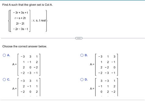 Solved Find A Such That The Given Set Is ColA Chegg