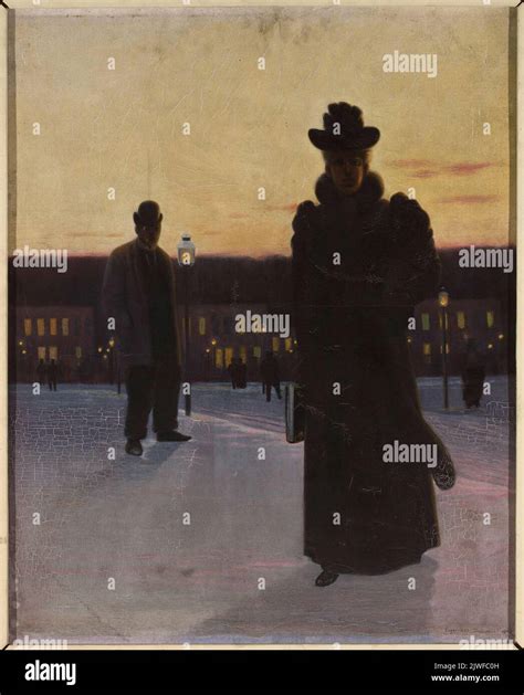 Street Scene At Dusk Dąbrowa Dąbrowski Eugeniusz Ludwik 1870 1941