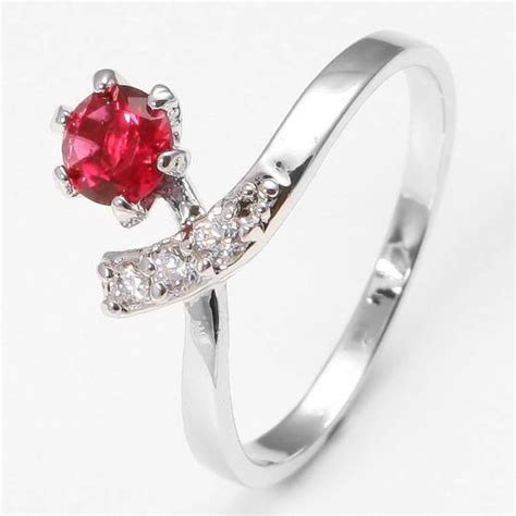 10k White Gold Filled Ruby Ring