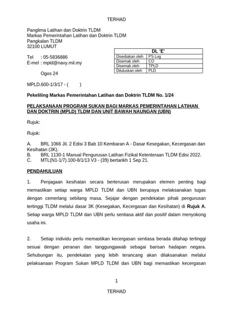 Pekeliling Sukan Mpld Tldm Dan Ubn Solihah Pdf