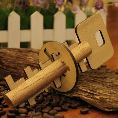 Handmade Wooden Unlock Puzzle Key Lock Classical K Grandado