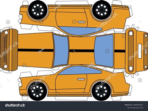 Cut Glue Paper Yellow Car Worksheet Stock Vector Royalty Free