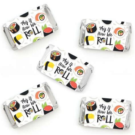 Big Dot Of Happiness Lets Roll Sushi Mini Candy Bar Wrapper Stickers