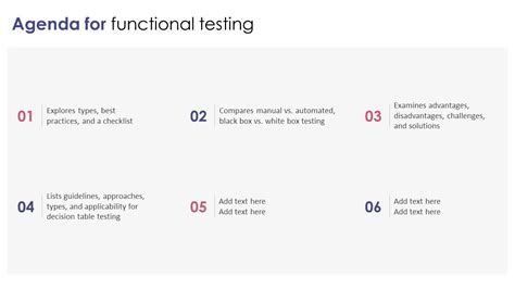 Agenda For Functional Testing Ppt Ideas Background Image Ppt Template