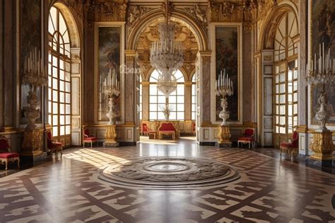 Una Gran Sala Con Un Techo Dorado Y Un Gran Ventanal Con Las Palabras Palacio Del Palacio En