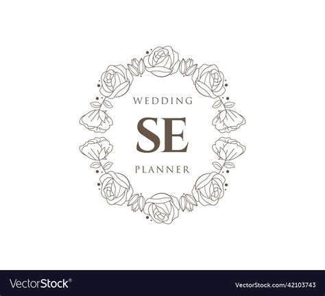 Se Initials Letter Wedding Monogram Logos Vector Image