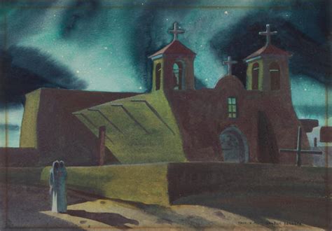 Bonhams Na Sandor Bernath American 1892 1984 Taos Church At Night 12 12 X 18in Unframed