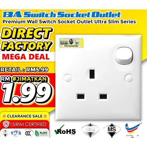 Sirim 13a Switch Socket Outlet Wall Socket Switches Power Plug Wall