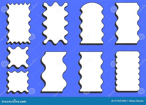 Scallop Edge Frame Rectangle And Circle Shapes Vector Square Border