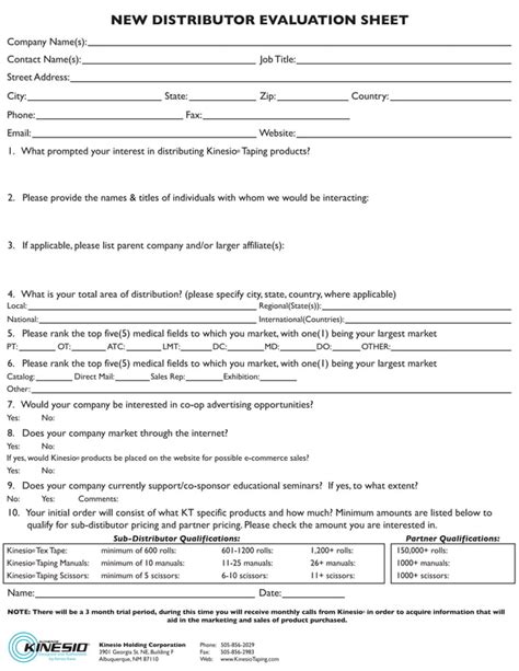 New Distribution Evaluation Form Pdf Business Business And Finance