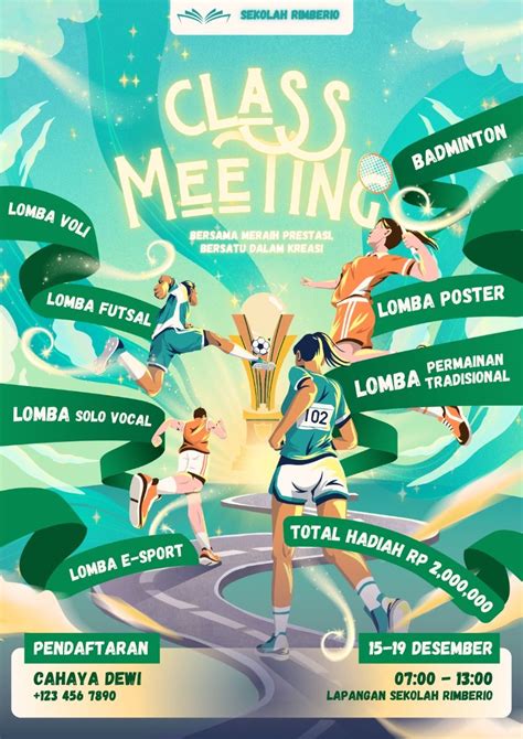 Poster Class Meeting Sekolah Hijau Tosca Dan Kuning Poster Poster