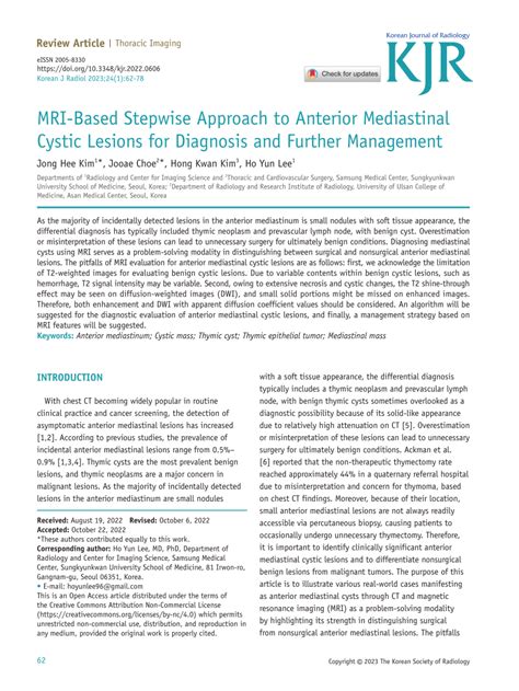 Pdf Mri Based Stepwise Approach To Anterior Mediastinal Cystic
