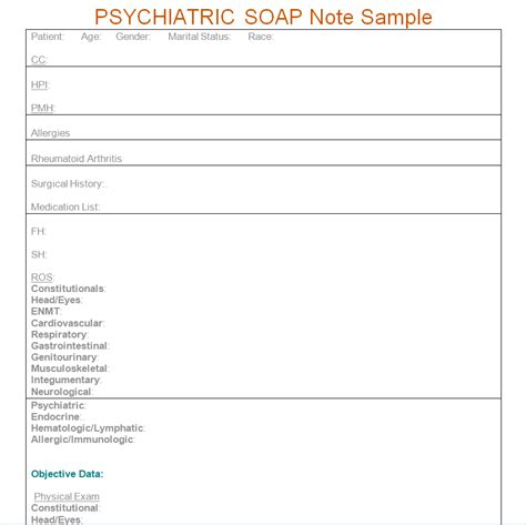 7 Free Psychiatric Soap Note Samples In Ms Word