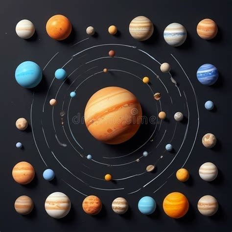 Knolling Layout Of Different Planets 3d Set Of Spheres With A Ball