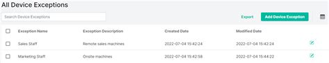 device exceptions