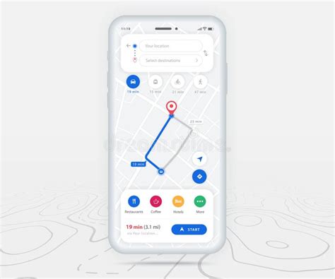 Map GPS Navigation Ux Ui Concept Smartphone Map Application And Destination Pinpoint On Screen