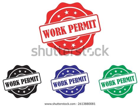 Work Permit Document Design Official Authorization Stock Vector