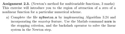 Solved Assignment 23 Newtons Method For Multivariable