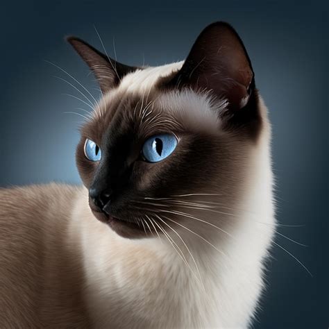 Gato Siamés Realista Sobre Un Deslumbrante Fondo Natural Al Aire Libre