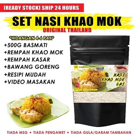 Kit Set Nasi Khao Mok Ori Thailand Beras Basmati Pusa 1121 Rempah