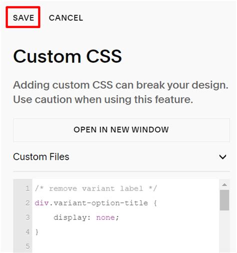 Remove Variant Label Summary Block